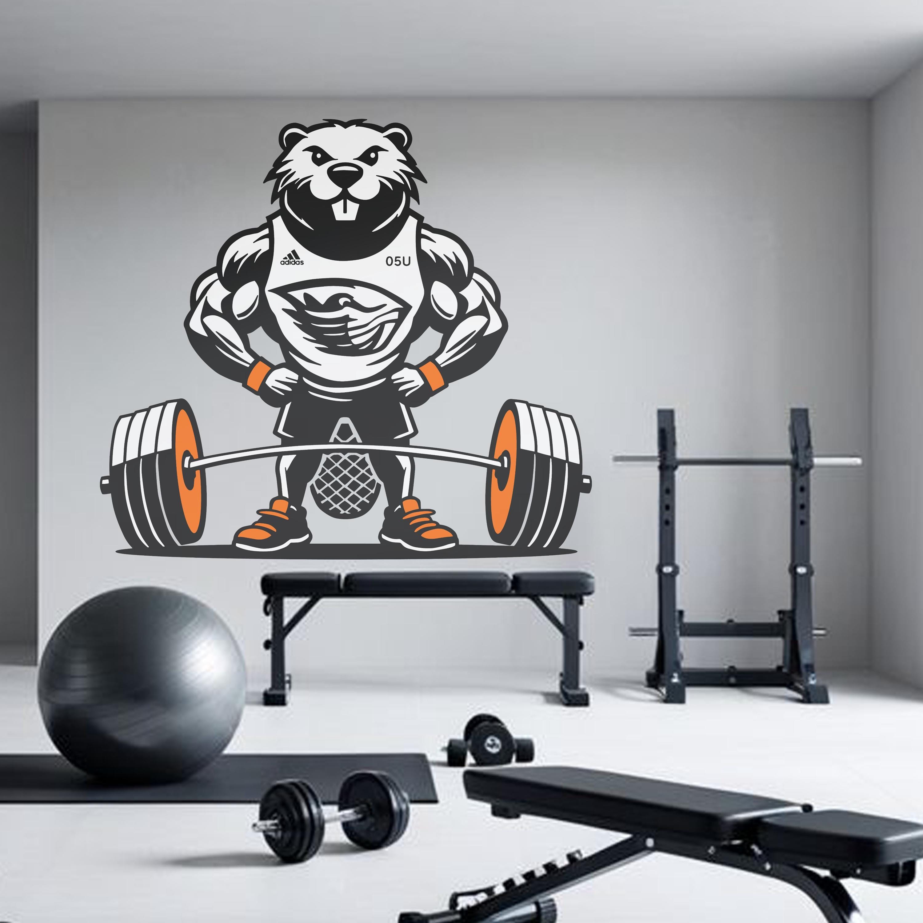 Gym Beaver Wall Decal Gym Lover Wall Sticker Gym Bear Wall Mural Gym ...