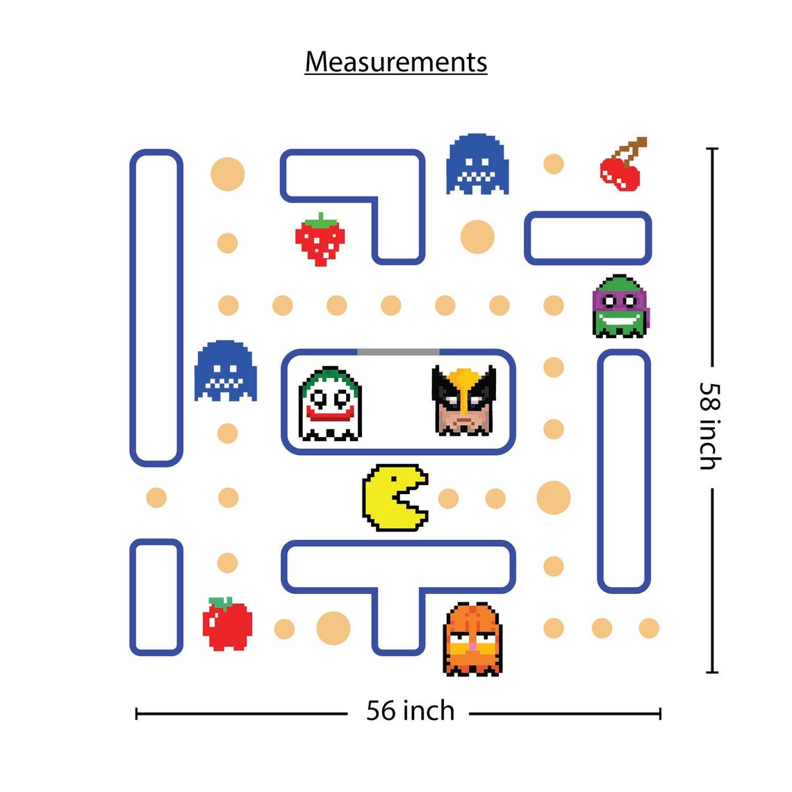 Pac-man Wall Decal Avengers Wall Sticker Maze Game Wall Art Arcades ...