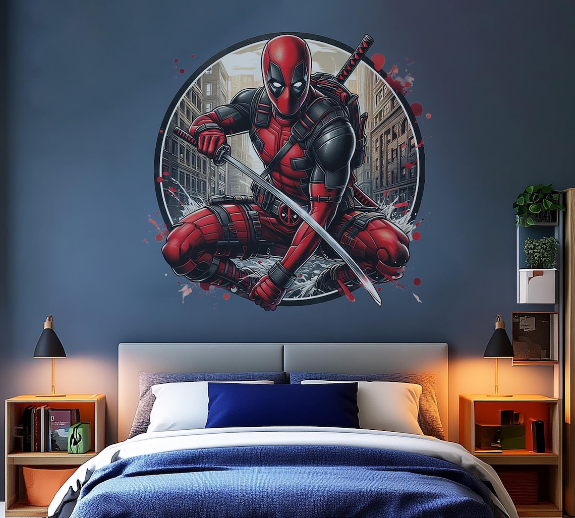 Deadpool Wall Decal Wolverine Wall Sticker Superheroes Wall Art Wall ...