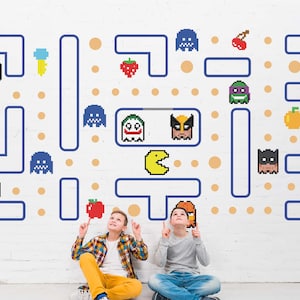 Pac-man Wall Decal Avengers Wall Sticker Maze Game Wall Art Arcades ...
