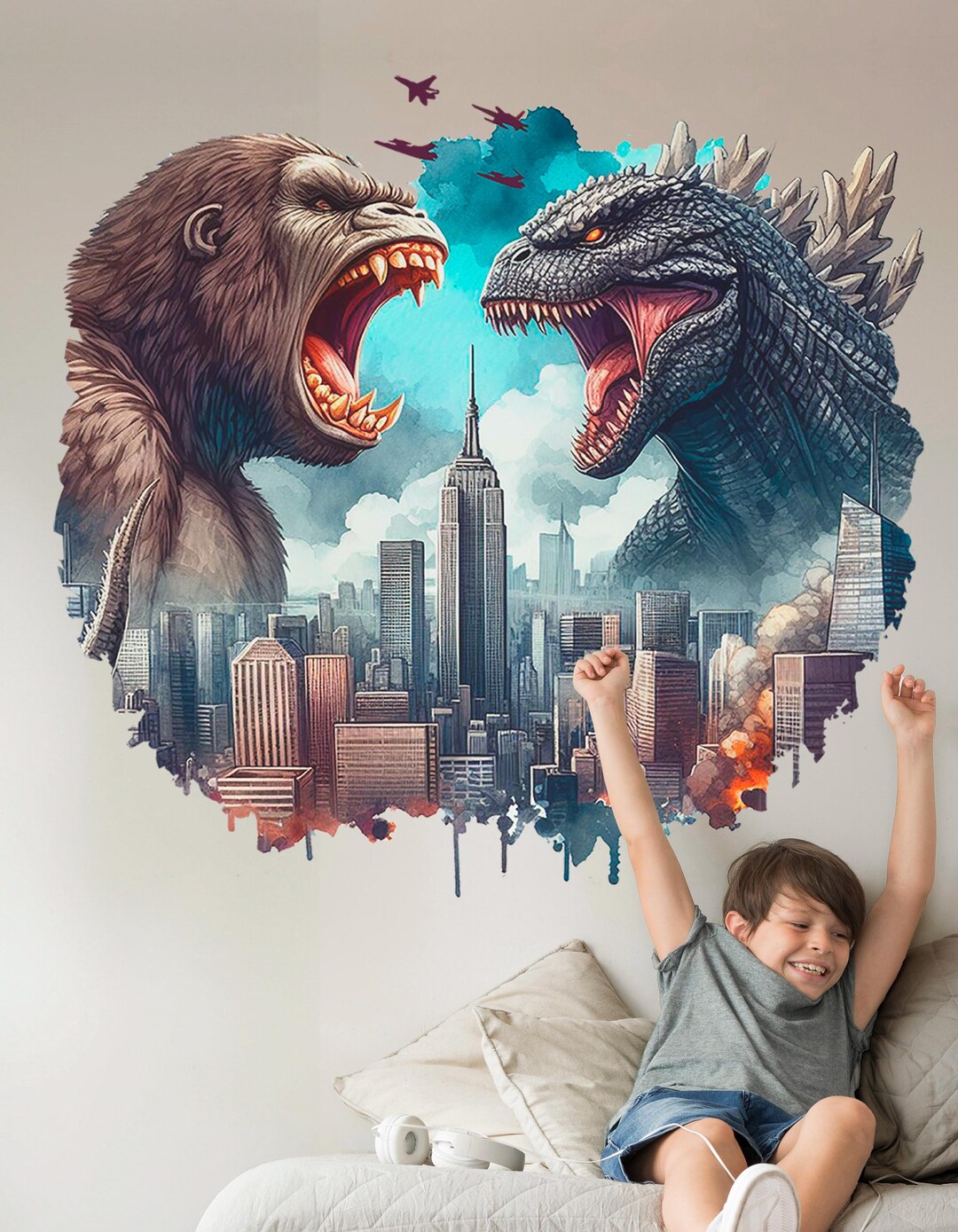 King Kong Wall Decal Godzilla Wall Sticker Kong Vs Godzilla Wallpaper ...