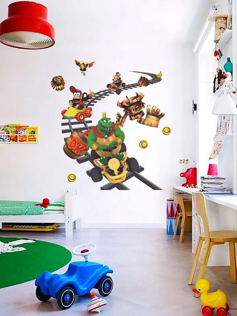 Donkey Kong Wall Decal Mario Wall Sticker Video Game Wall Mural Diddy ...