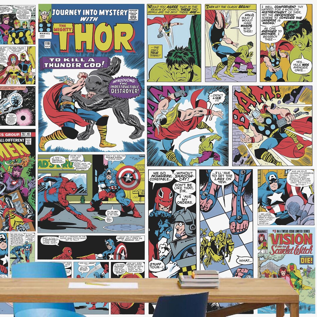 Marvel Comic Wallpaper Superheroes Wall Decal Avenger Wall Sticker ...