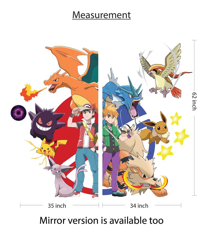 Door Frame Pokémon Wall Decal Ash Ketchum Wall Sticker Digimon Wall ...