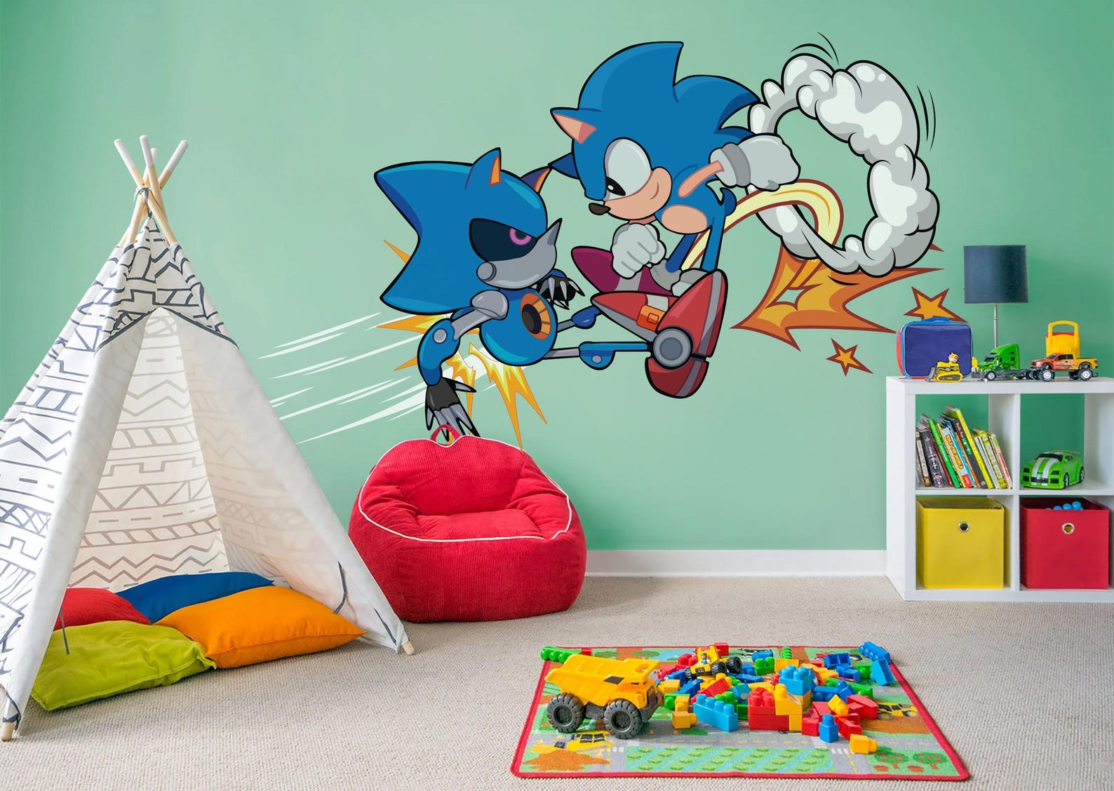 Super Sonic Wall Decal Sonic and Robot Wall Sticker Sonic the Hedgehog ...