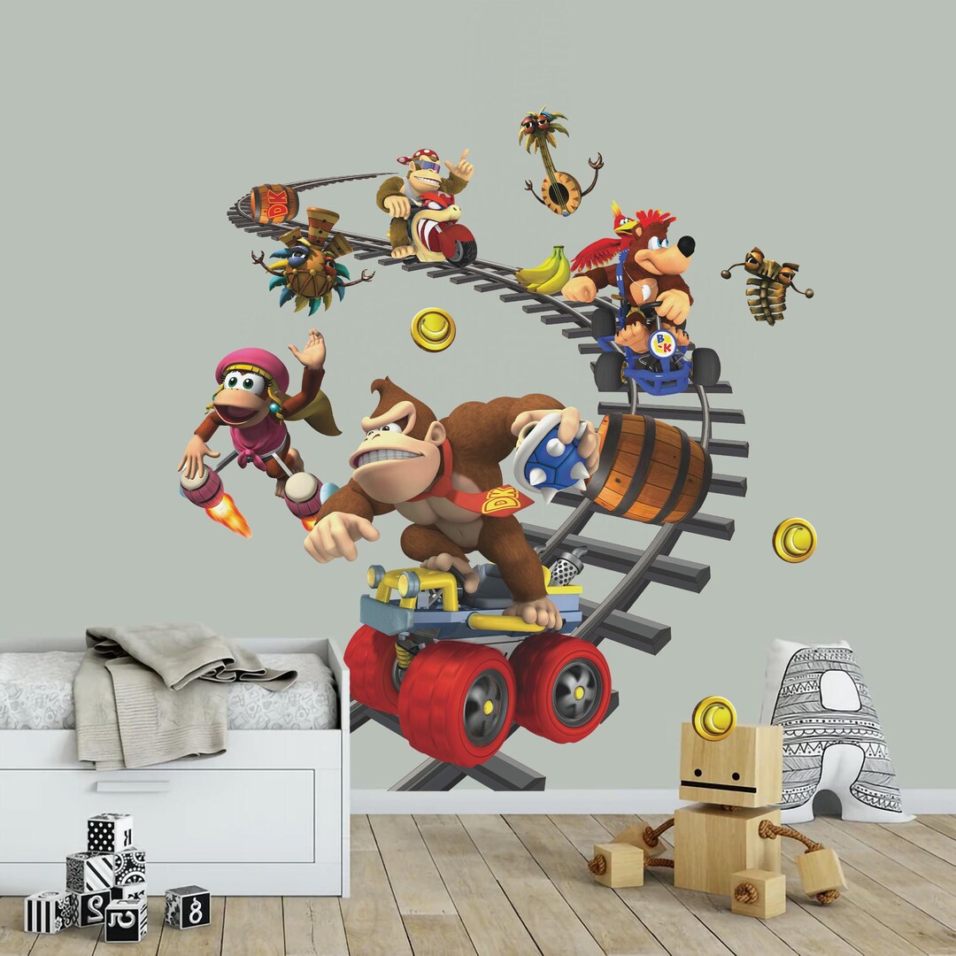 Donkey Kong Wall Decal Mario Wall Sticker Video Game Wall Mural Diddy ...