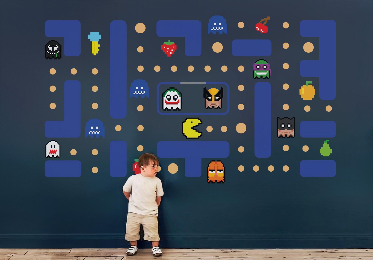 Pac-man Wall Decal Avengers Wall Sticker Maze Game Wall Art Arcades ...