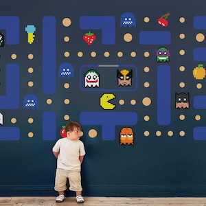 Pac-man Wall Decal Avengers Wall Sticker Maze Game Wall Art Arcades ...