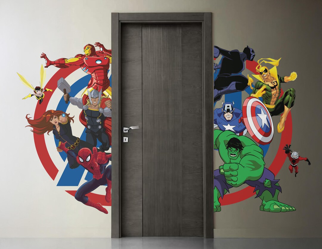 Marvel Wall Decal Superheroes Wall Sticker Black Panther Hulk Wall ...