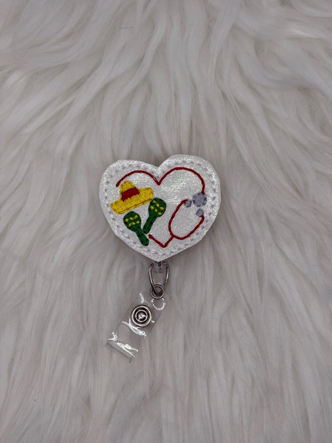 Stethoscope, Maraca and Sombrero Badge Reel- Badge Holder, RN Badge ...