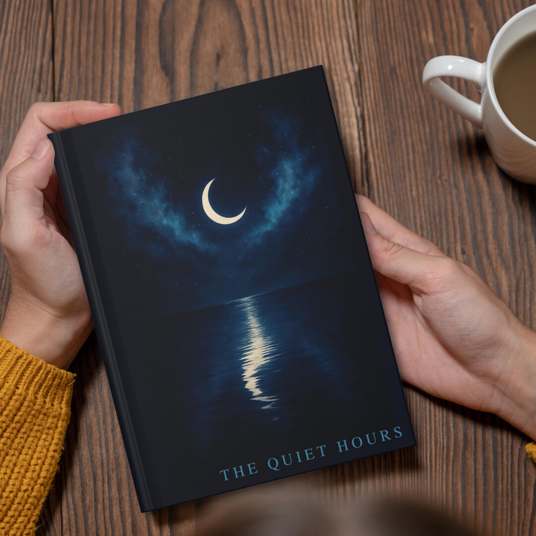 Celestial Crescent Moon Hardback Notebook for Her, Moonlit Ocean ...
