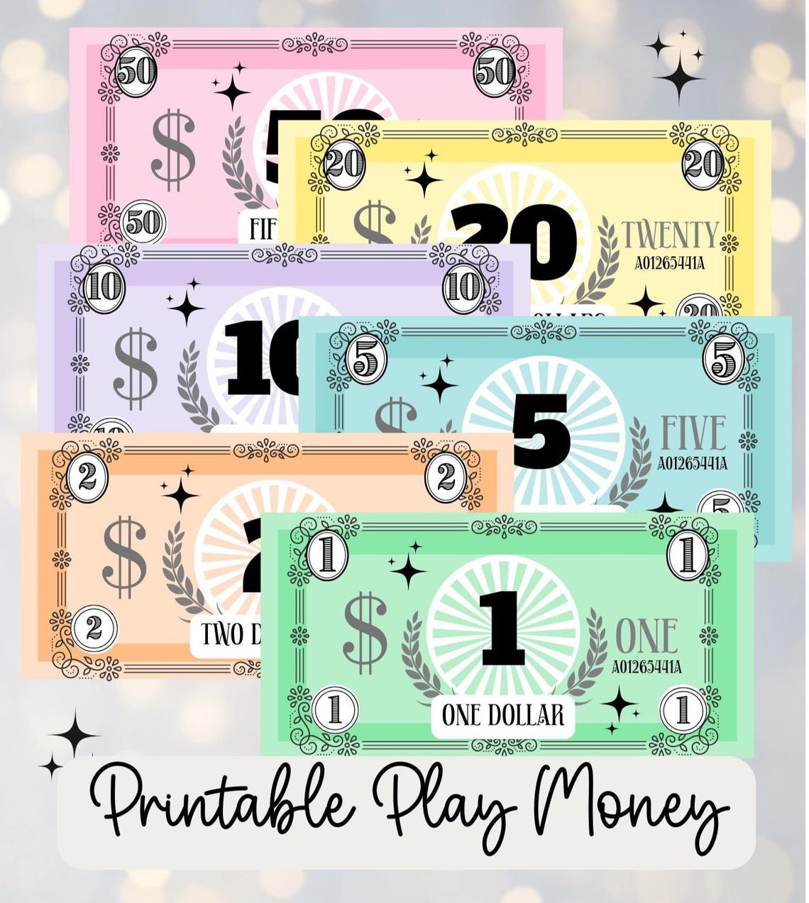 Dollar Printable Play Money for Kids Party Activity for Classroom ...