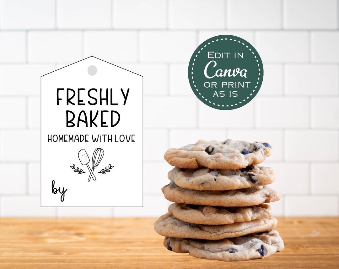 Freshly Baked Gift Tags, Print at Home Gift Tags, Baked Goods Gift Tags ...