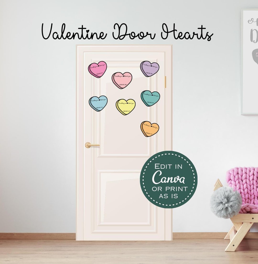 Valentine Door Hearts Printable, Kid Love Notes, Valentine's Day ...