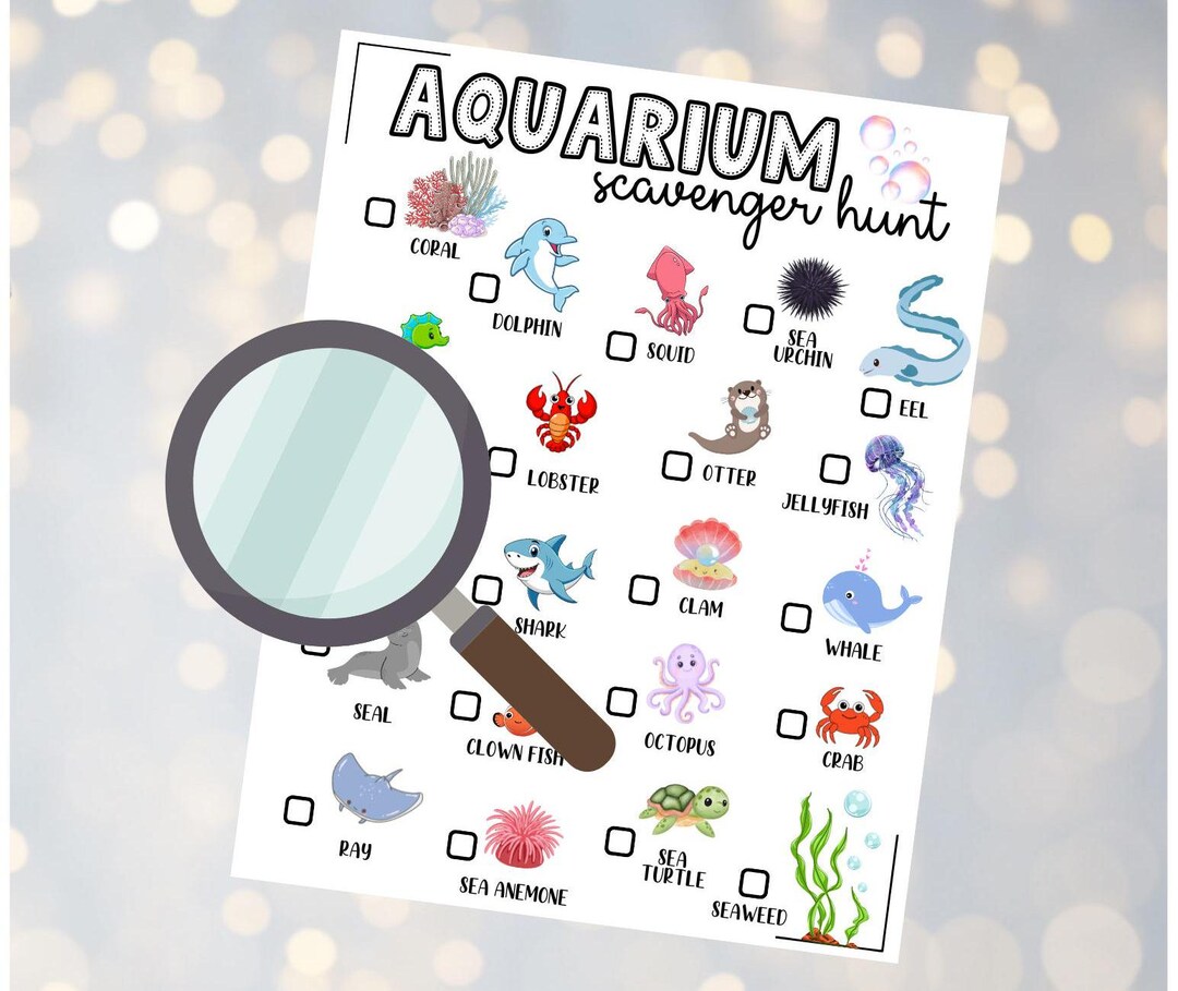 Kids Aquarium Scavenger Hunt Printable, Aquarium Homeschool Activity ...