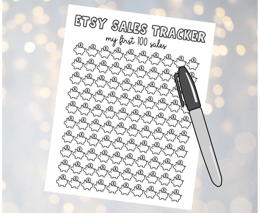 Esty Piggy Bank 100 Sales Tracker Printable, Print at Home Etsy Tracker ...
