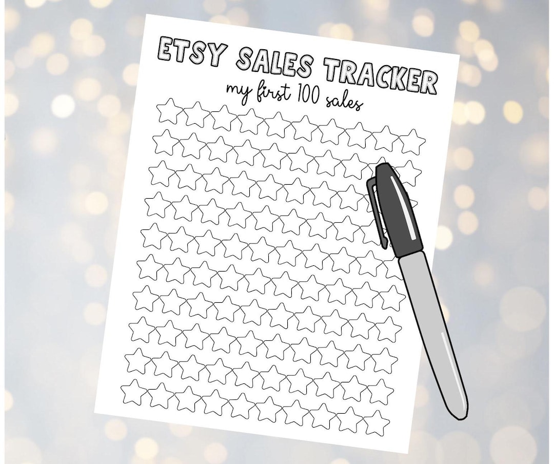 Esty 100 Sales Tracker Printable, Print at Home Etsy Tracker, Star ...