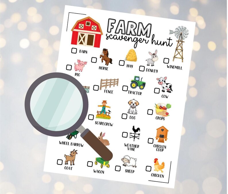 Kids Farm Scavenger Hunt Printable, Print at Home Kids Activities ...