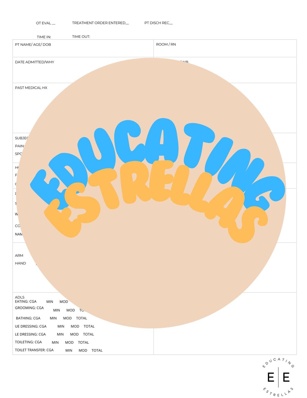 Occupational Therapy Acute Care Eval Template Digital Download - Etsy