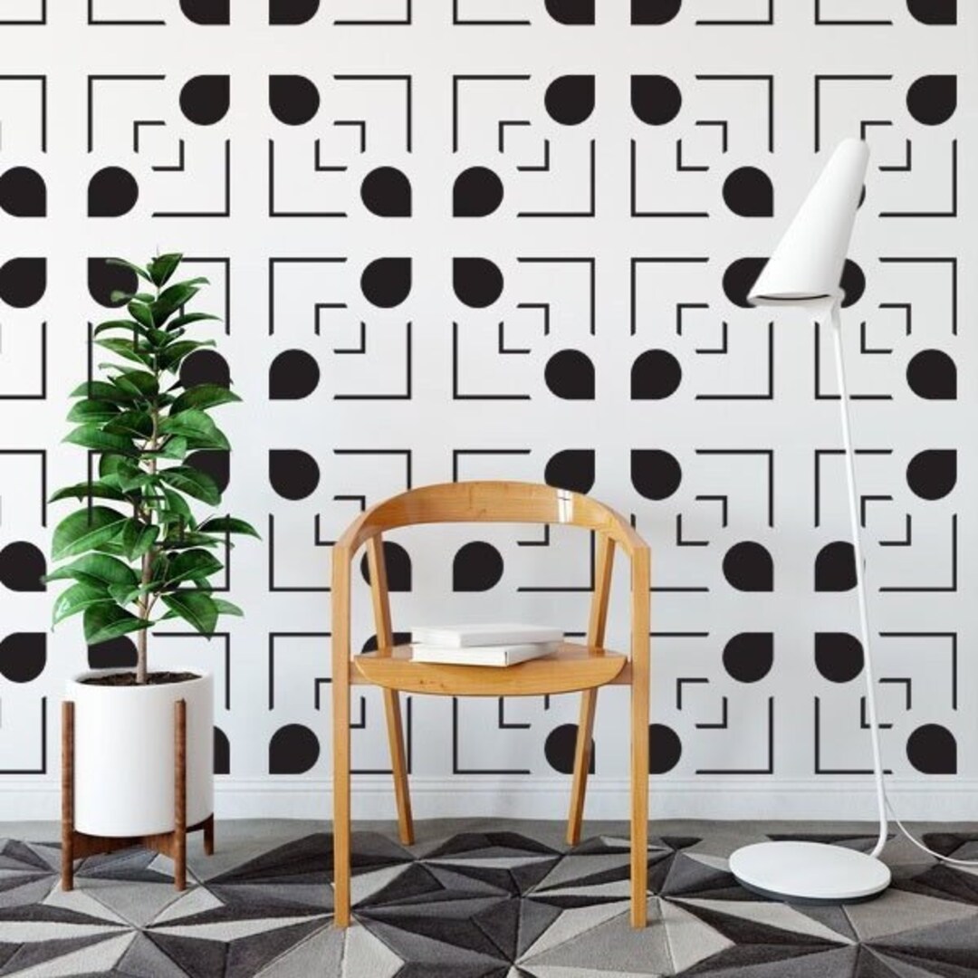 Geometric Shapes Wall Decal, Square Decals, Mid Century Decals, Modern ...