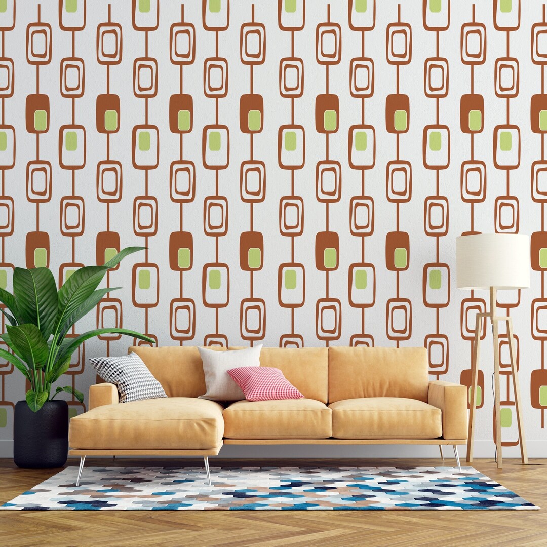 Geometric Chain Wall Decal - Two Color Vinyl Decals, Retro Modern ...
