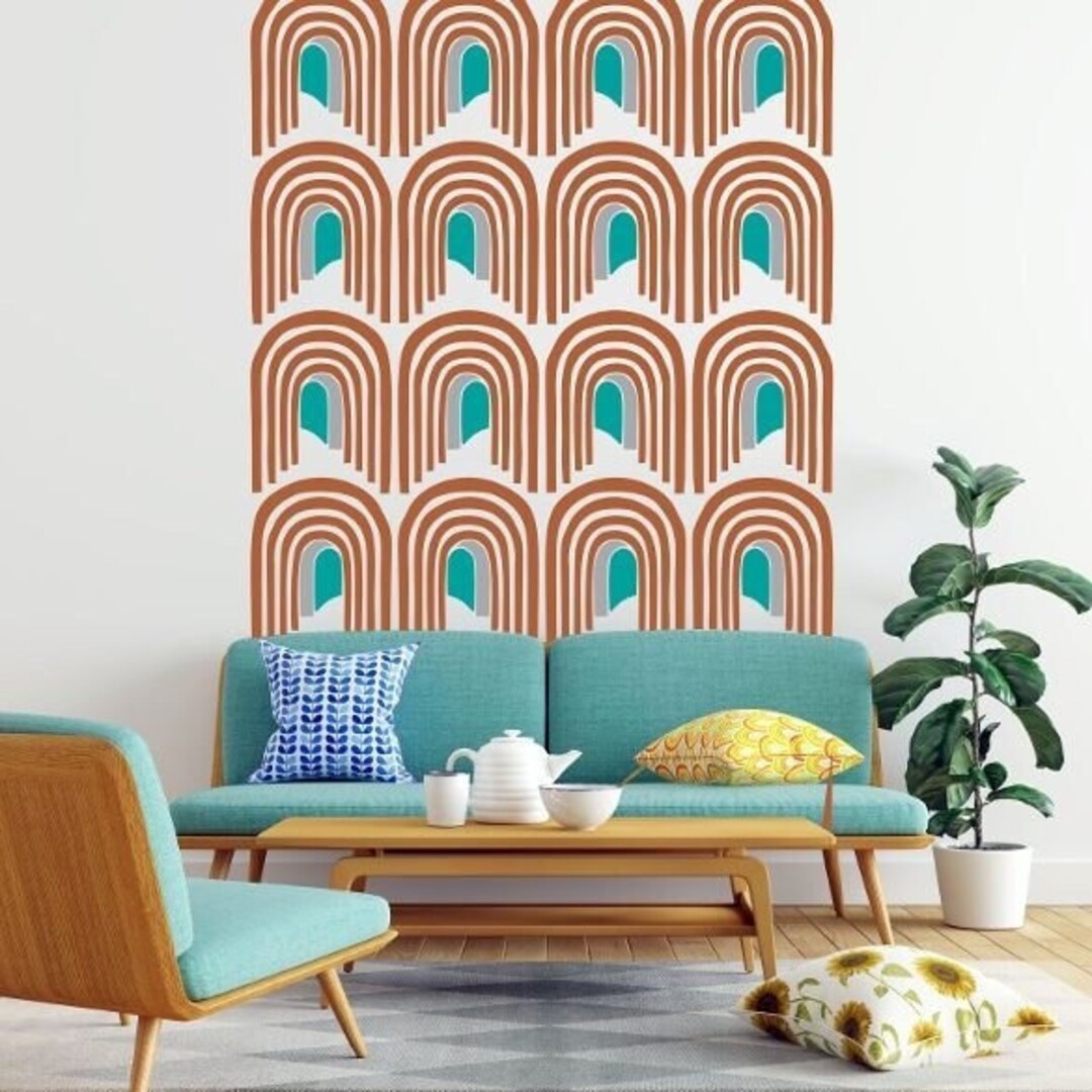 Mid Century Modern Rainbow Wall Decals MCM Rainbows Mid - Etsy