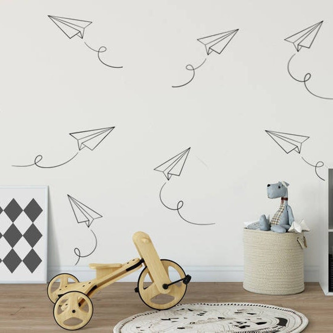 Paper Plane Wall Decal, Paper Airplane Decal, Nursery Wall Decal ...