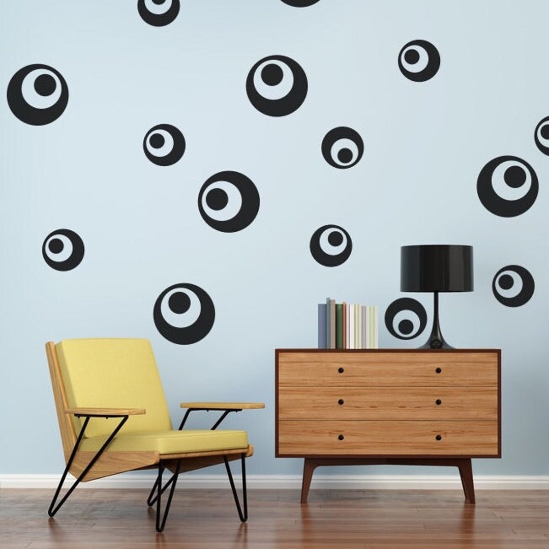 Circle Wall Decals Retro Wall Decal Mid Century Decals - Etsy