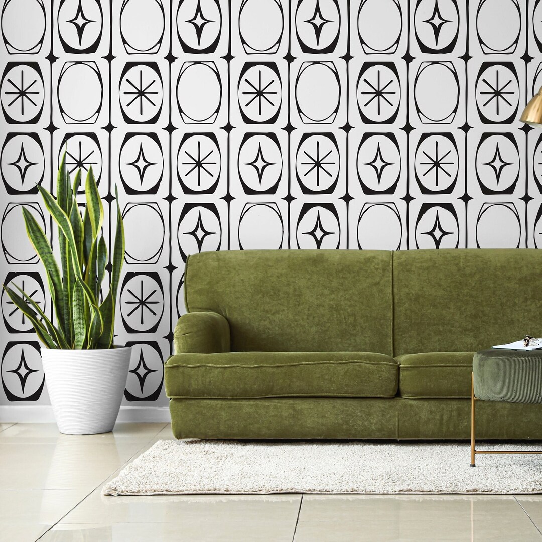 Mid Century Atomic Wall Decal – Geometric Retro Removable MCM Pattern ...