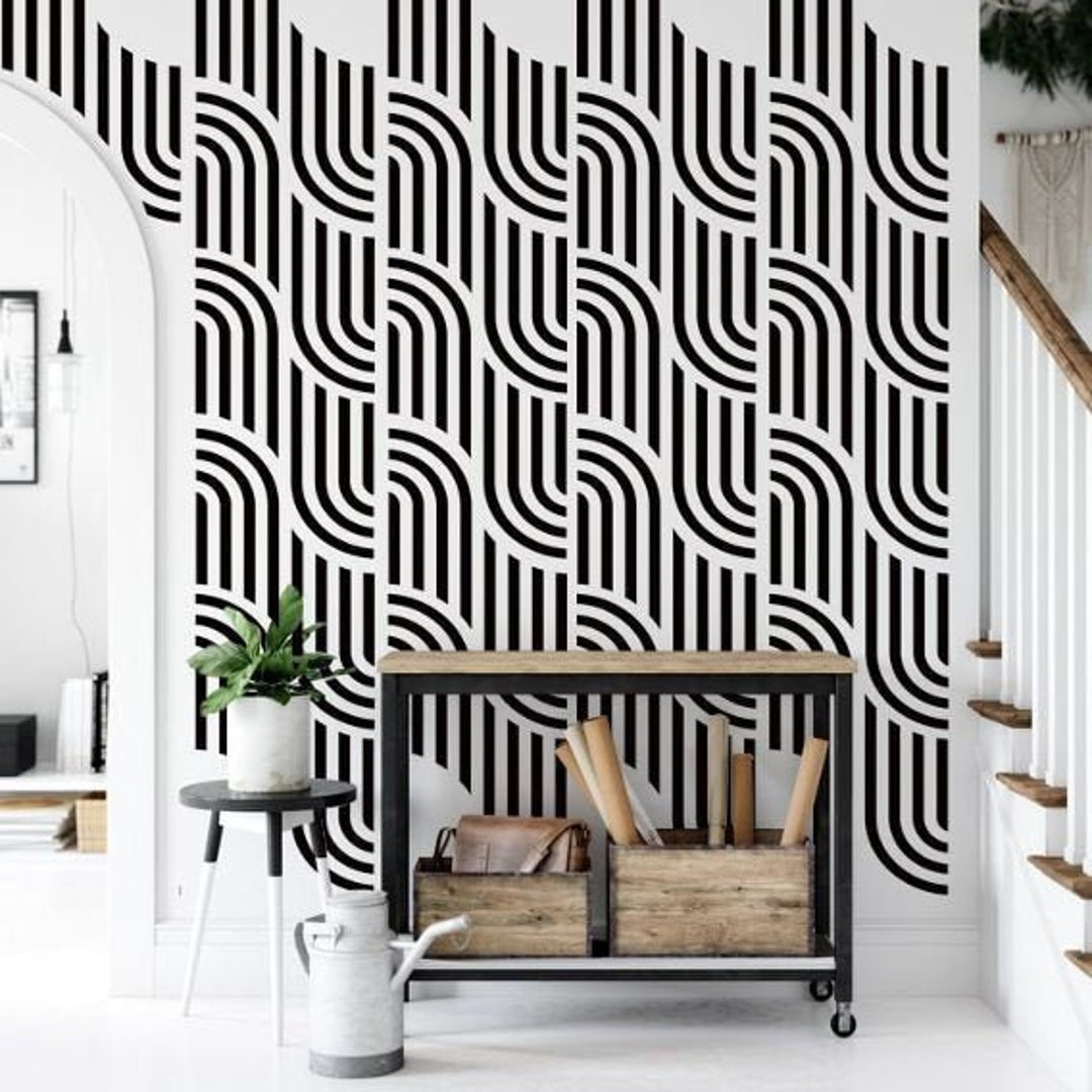 Mid Century Decals Geometric Shapes Wall Art Stripe Wall - Etsy