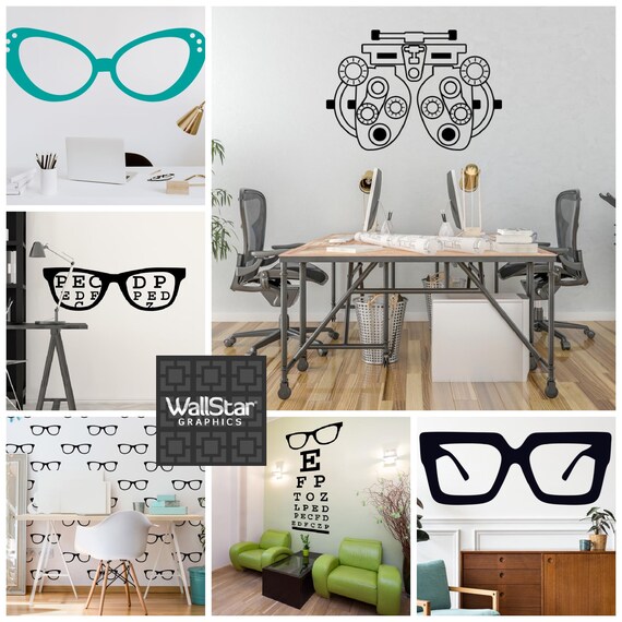 Glasses Wall Decal Vinyl Eye Chart Decal Eyeglasses Wall
