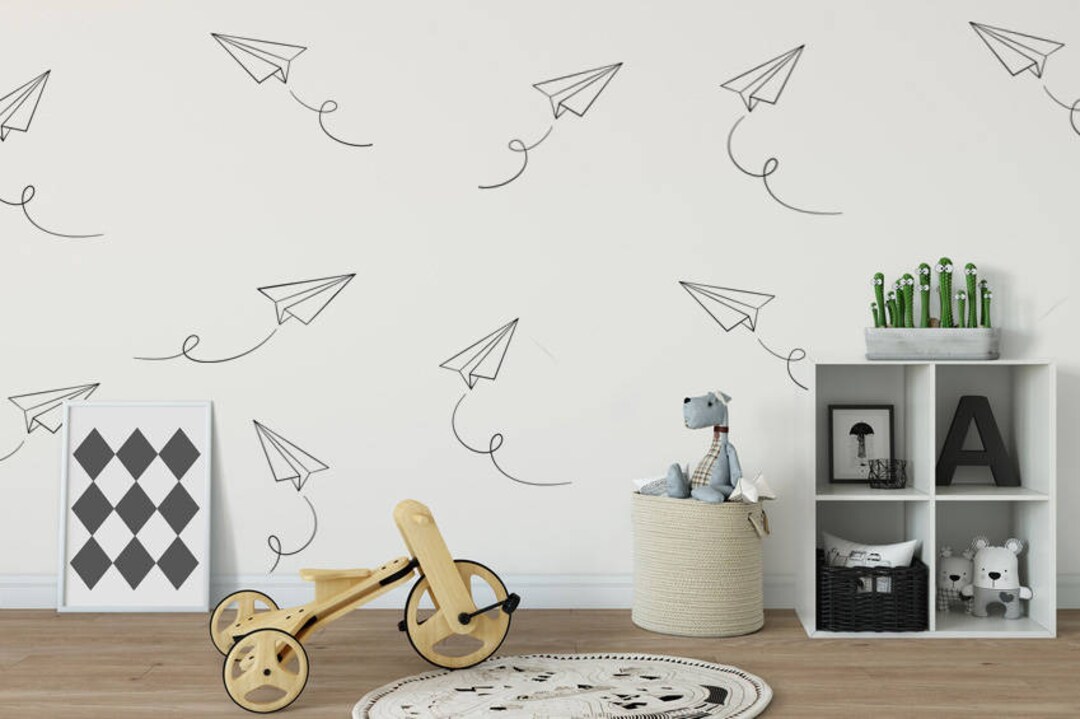 Paper Plane Wall Decal Paper Airplane Decal Nursery Wall - Etsy
