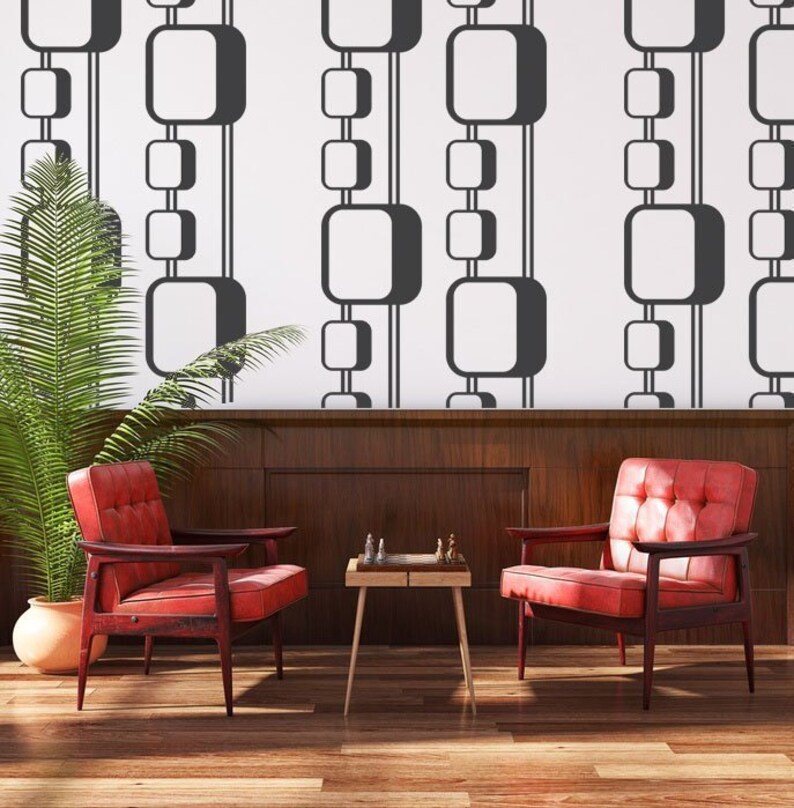 Mid Century Decals Geometric Wall Art Removable Wall Decals | Etsy