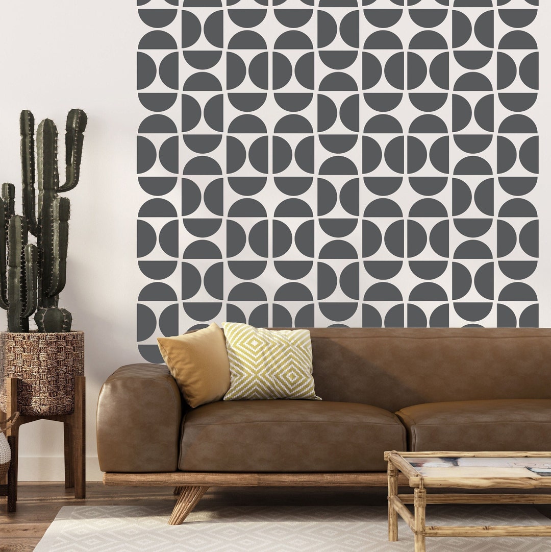 Geometric Wall Decals, Retro Wall Decor, Oval Decal, Half Circle Decals ...