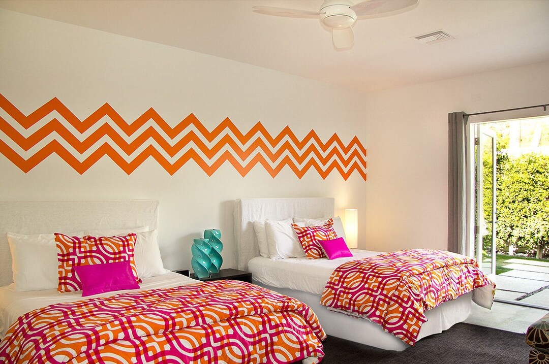 Chevron Pattern Wall Decal, Mid Century Wall Decal, Geometric Decor ...