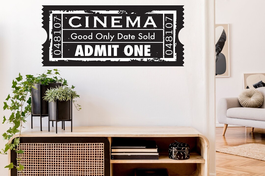 Movie Theater Ticket Wall Decal, Cinema Wall Decal, Theater Wall Decor ...