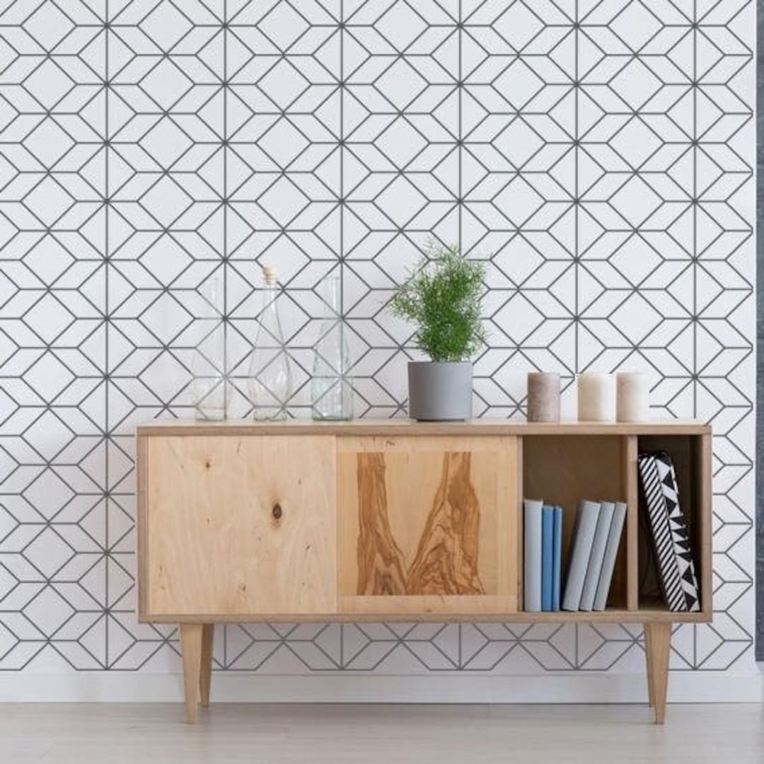 Mid Century Modern Wall Decal, Geometric Decals, Hexagon Pattern ...