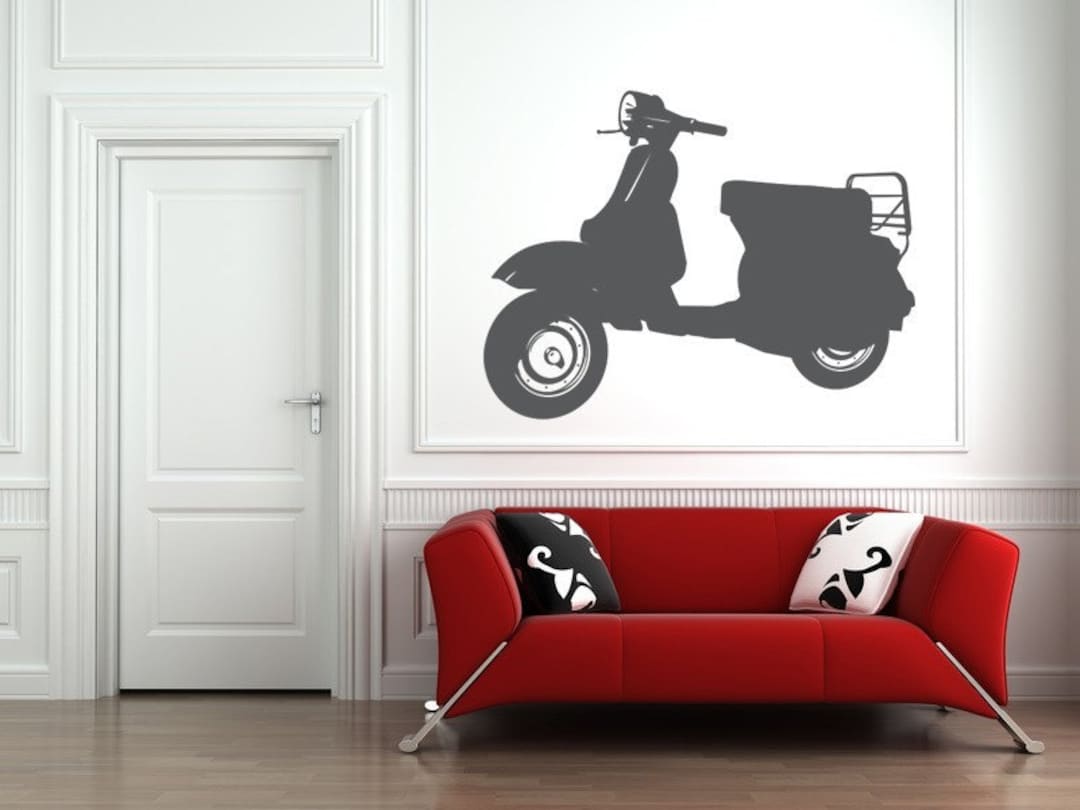 Scooter Wall Decal - Hipster Themed Room Decor, Moped Decal, Removable ...