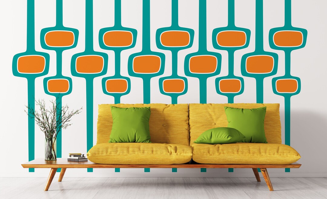 Mid Century Decals, Modern Geometric Wall Pattern, Mcm Decal, Mod ...
