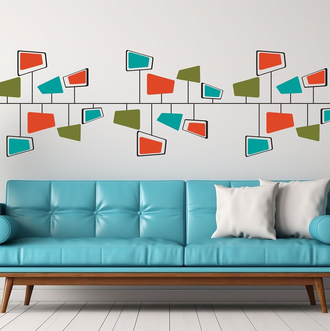 Mid Century Atomic Wall Decals - Retro Modern Decor, Geometric Multi ...