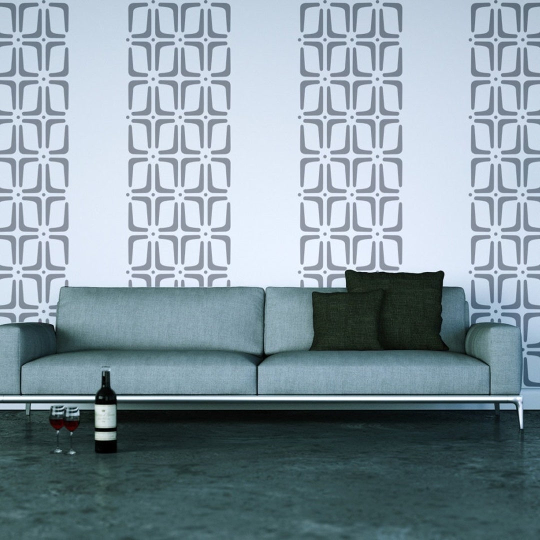Mid Century Wall Decal Geometric Pattern - Retro Vinyl Wall Art for ...