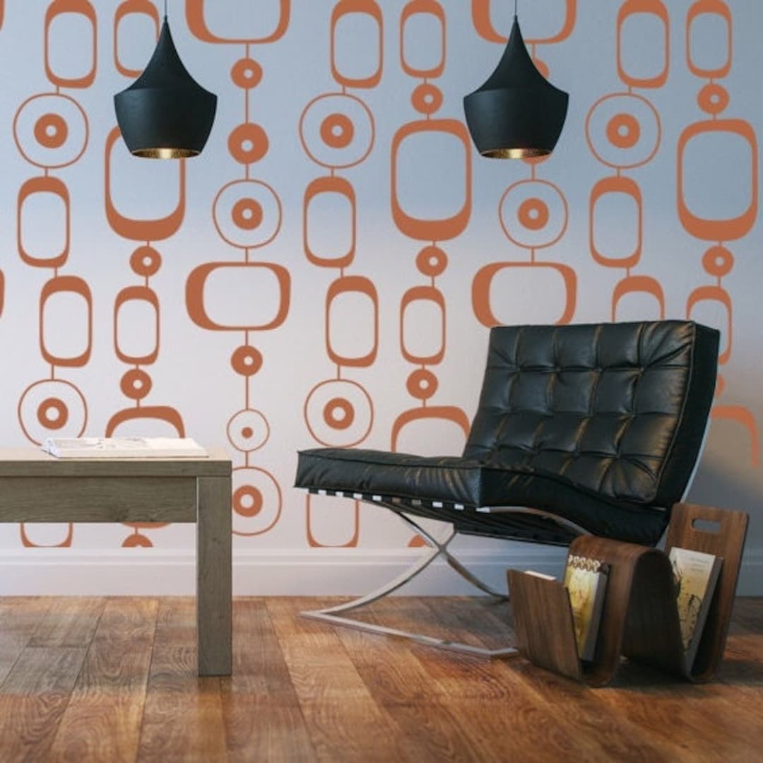 Mid Century Modern Geometric Chain Wall Decal, Removable Modern Nursery ...
