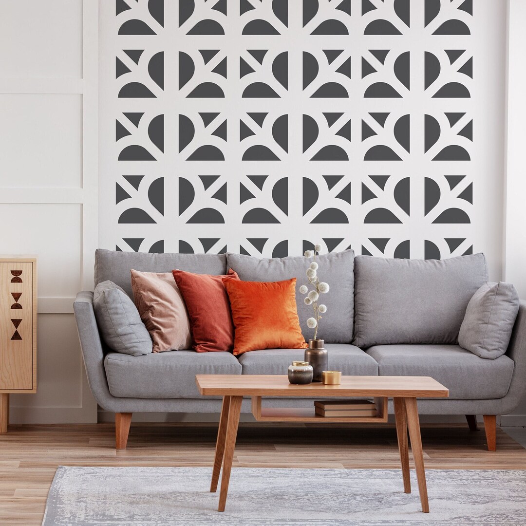Mid Century Breeze Block Wall Decals - Geometric Wall Art - Etsy