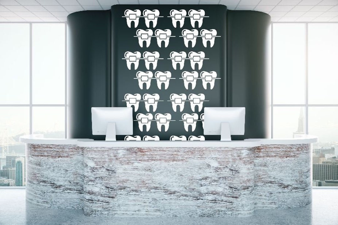 Teeth With Braces Wall Decal - Fun Dental Decor for Orthodontist or ...