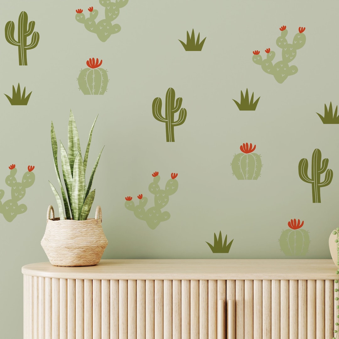 Cactus Wall Decal Set – Southwestern Desert Decor, Removable Vinyl ...