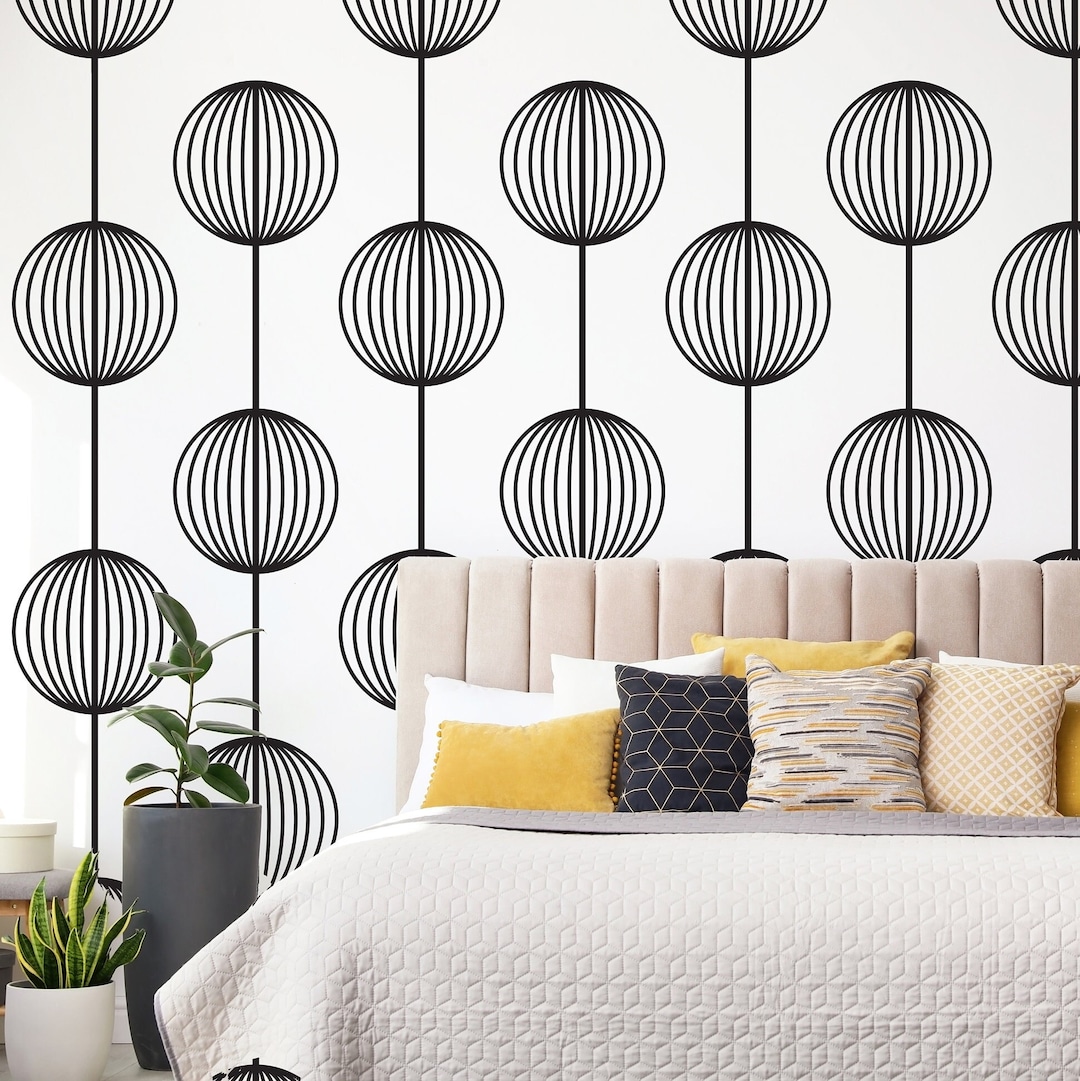 Circle Wall Decal, Seamless Wall Pattern With Cutouts, Modern Bedroom ...