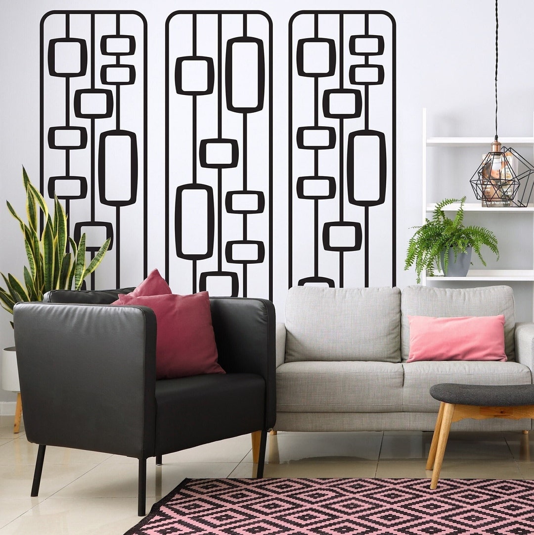 Mid Century Decals, Modern Decal, Mid Mod Wall Decor, Circle Chain, Mcm ...