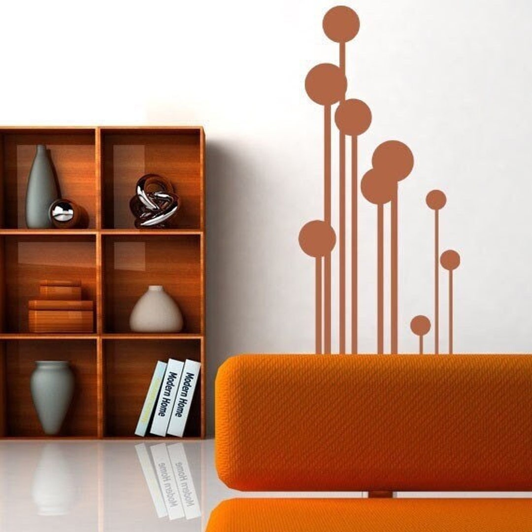 Geometric Wall Decal - Circle and Lines Modern Pattern, Renter Friendly ...