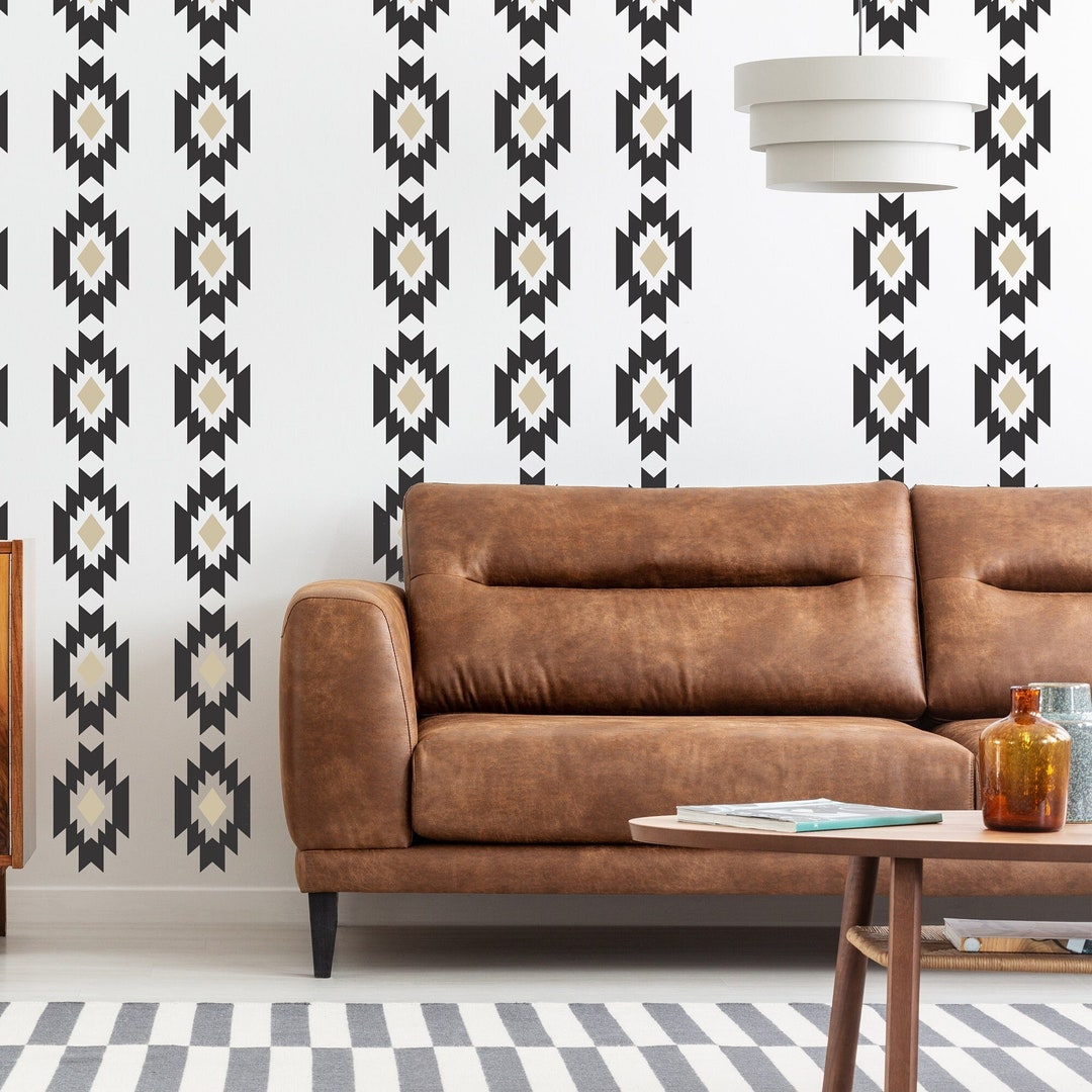 Modern Southwestern Wall Decals, Geometric Aztec Wall Pattern Decal ...