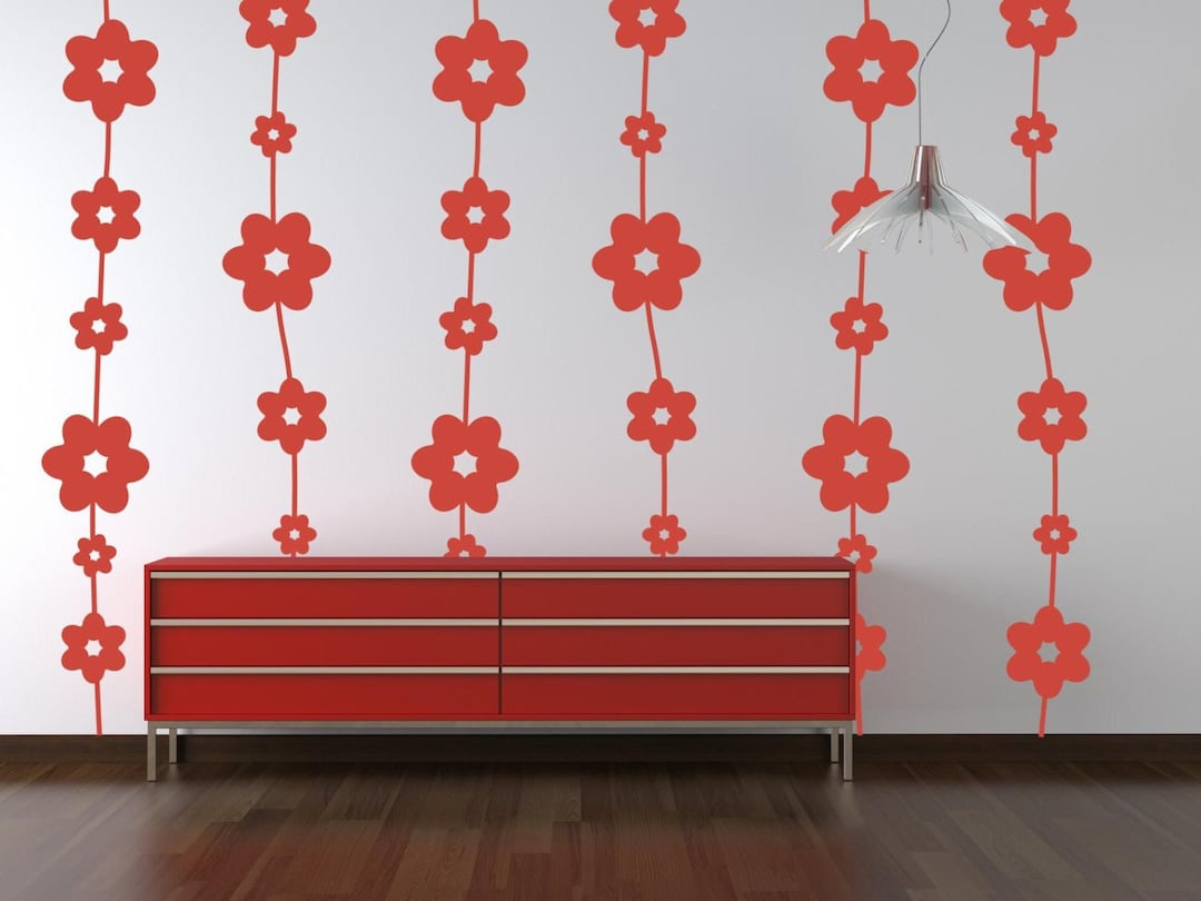 Daisy Wall Decal - Retro Flower Wall Decal, Flower Power Decor, Floral ...